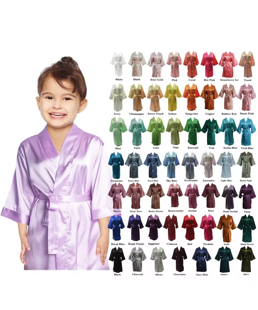 Children Satin Dressing Gowns – 55 Colours (Age 2 to 9) – Creative Glams